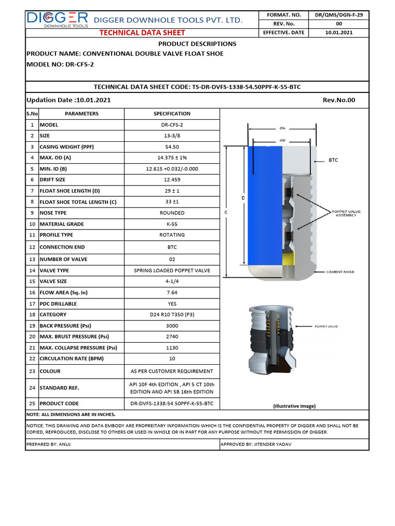 Float Shoe Specs for Engineers | PDF