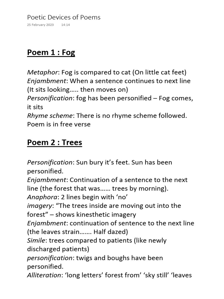 Poetic Devices of Poems | PDF | Poetry | Rhyme