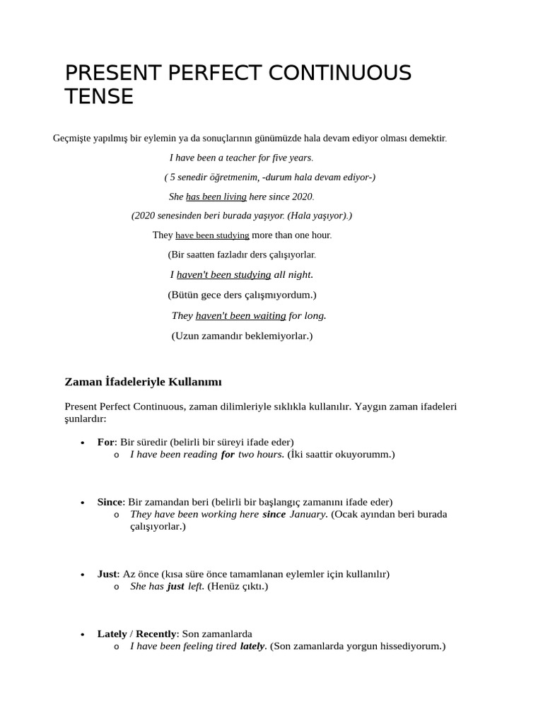 Present Perfect Continuous Tense | PDF