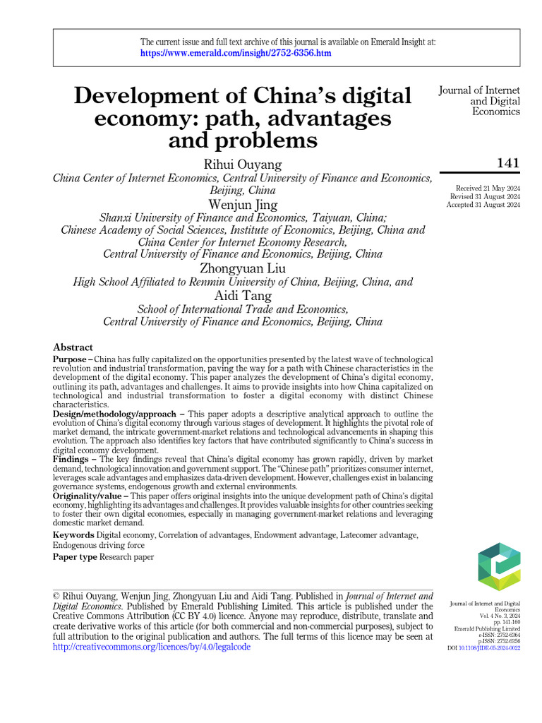 China’s Digital Economy: Growth and Challenges | PDF | China | World ...