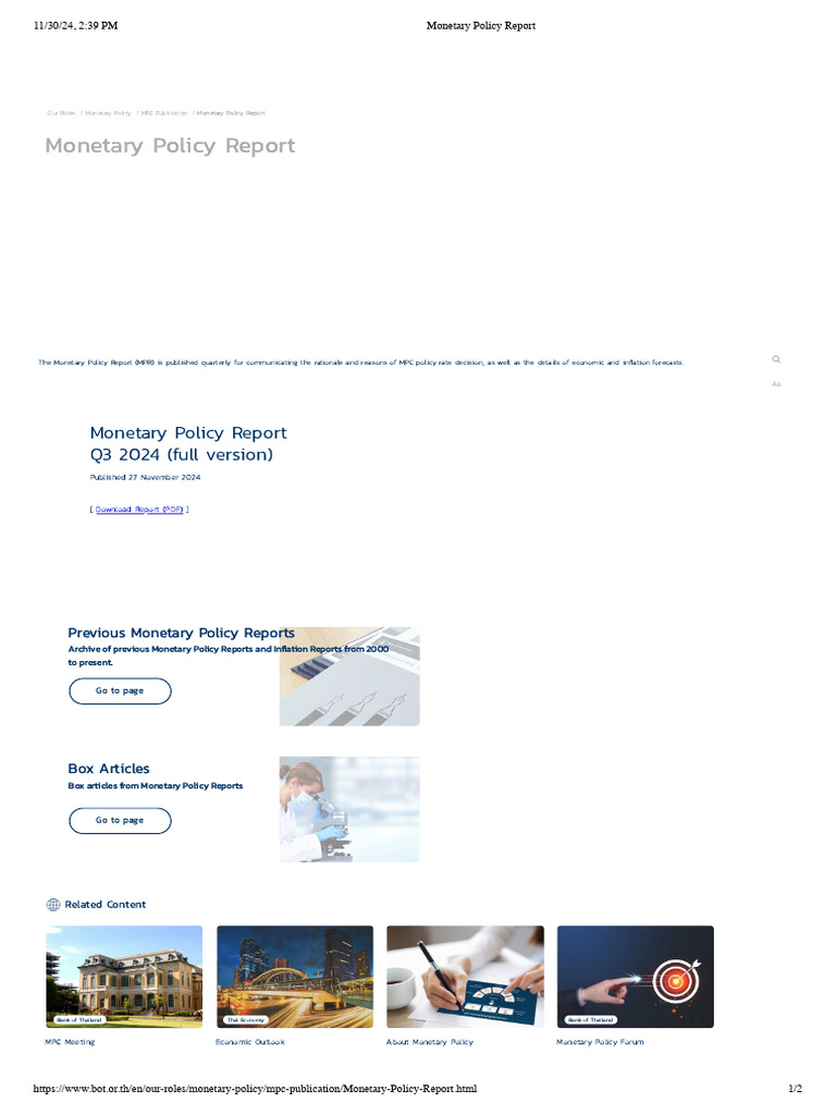 Monetary Policy Report | PDF