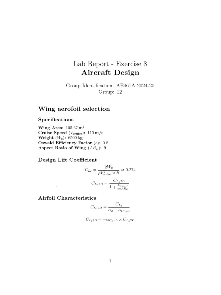 Aircraft Wing Design Lab Report | PDF | Wing | Aviation