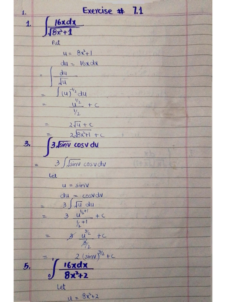 Calculus Exercise 7.1 | PDF