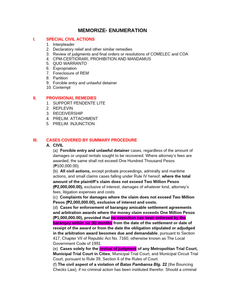 MEMORIZE | PDF | Plea | Lawsuit