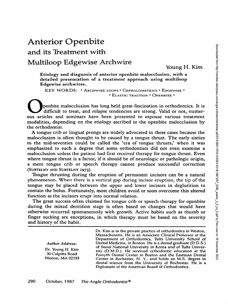 Anterior Openbite and Treatment With Multiloop Edgewise Archwire. Young ...
