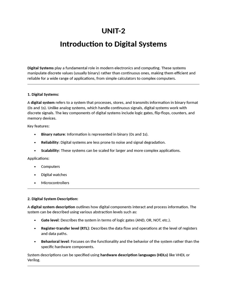 Unit-2 Digital Systems | PDF | Digital Electronics | Logic Gate Unit-2 Digital Systems | PDF | Digital Electronics | Logic Gate
