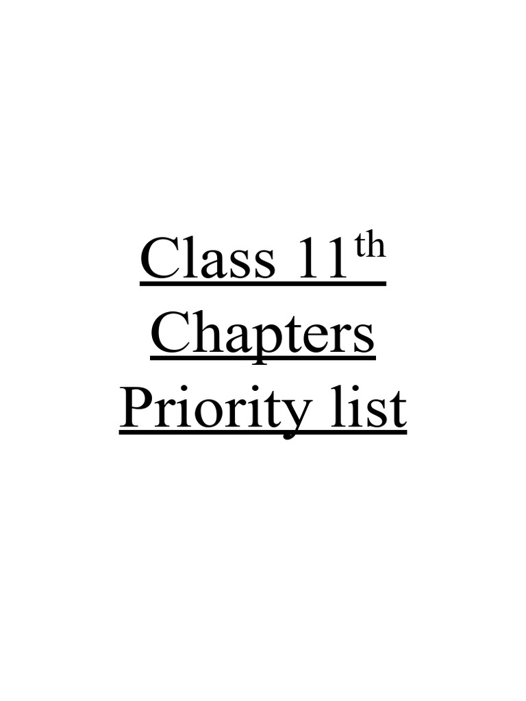 Class 11 Chapters Priority List | PDF | Chemistry | Trigonometry