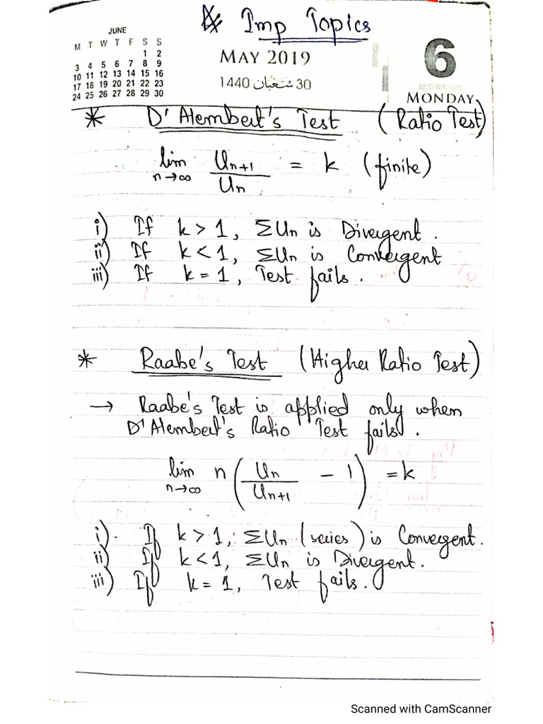 Ratio and Higher Ratio Test | PDF