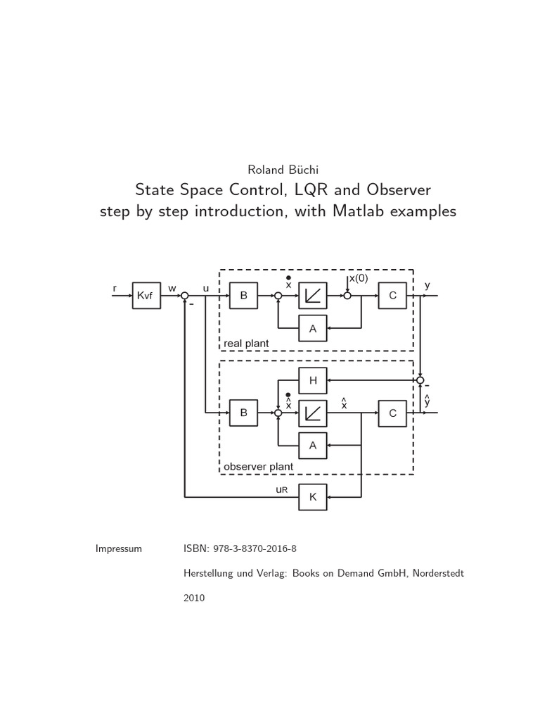 2010 Buechi State Space Control LQR and Observer | PDF | Control Theory | Applied Mathematics