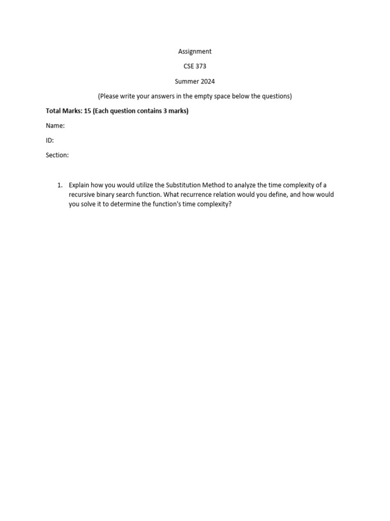 Assignment - CSE373 - Summer2024 | PDF