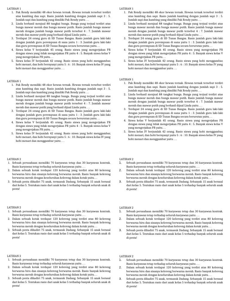 LKPD Rasio Lat 1 Dan 2 | PDF