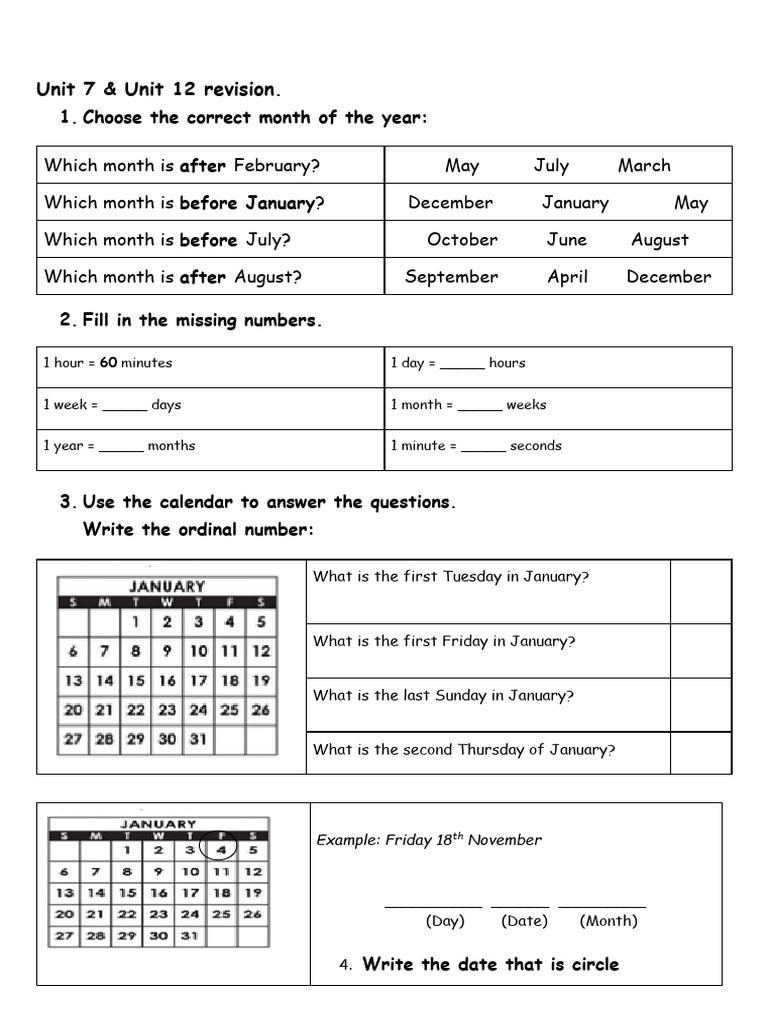 Primary Math Stage 2 Unit 7 & 12 Revision Worksheet | PDF