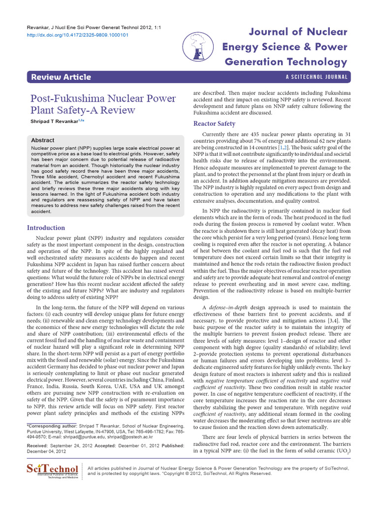 Post-Fukushima Nuclear Power | PDF | Nuclear Power Plant | Nuclear Fuel