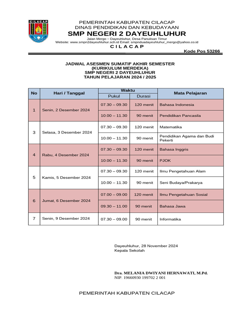 Draft Jadwal Asas, Pas 1 TH 2023-24 | PDF