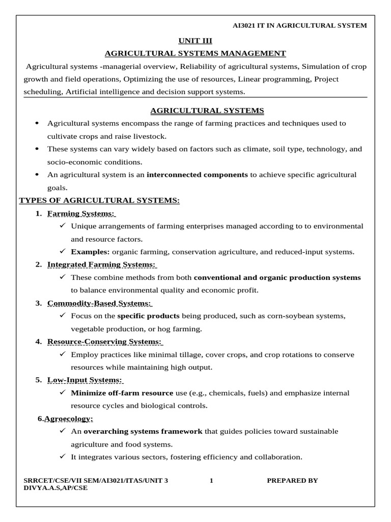 Unit Iii - Itas | PDF | Agriculture | Artificial Intelligence