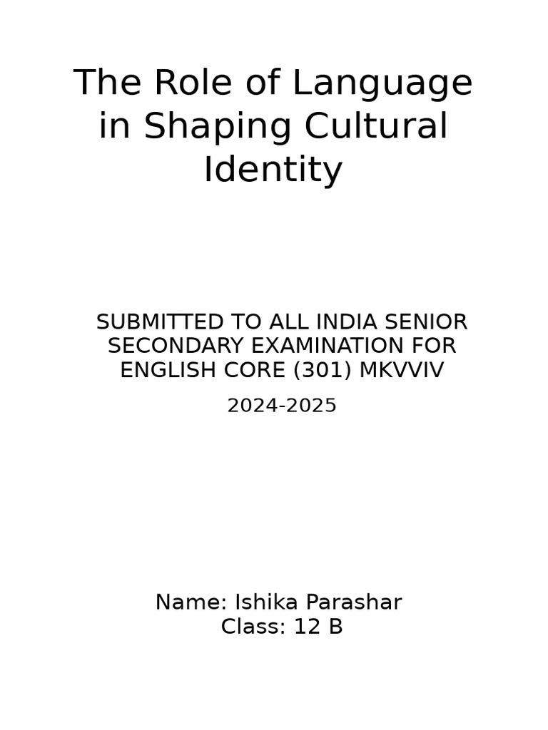 The Role of Language in Shaping Cultural Identity | PDF ...