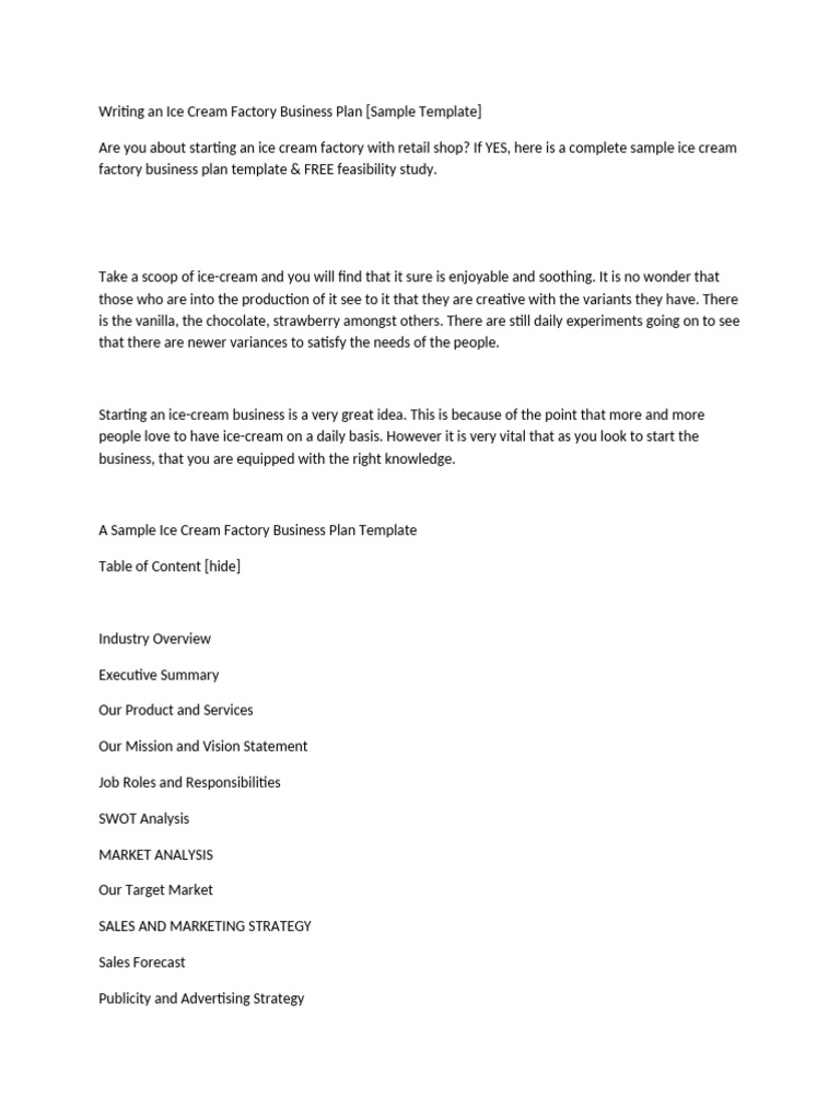 Writing An Ice Cream Factory Business Plan | PDF | Point Of Sale | Ice ...