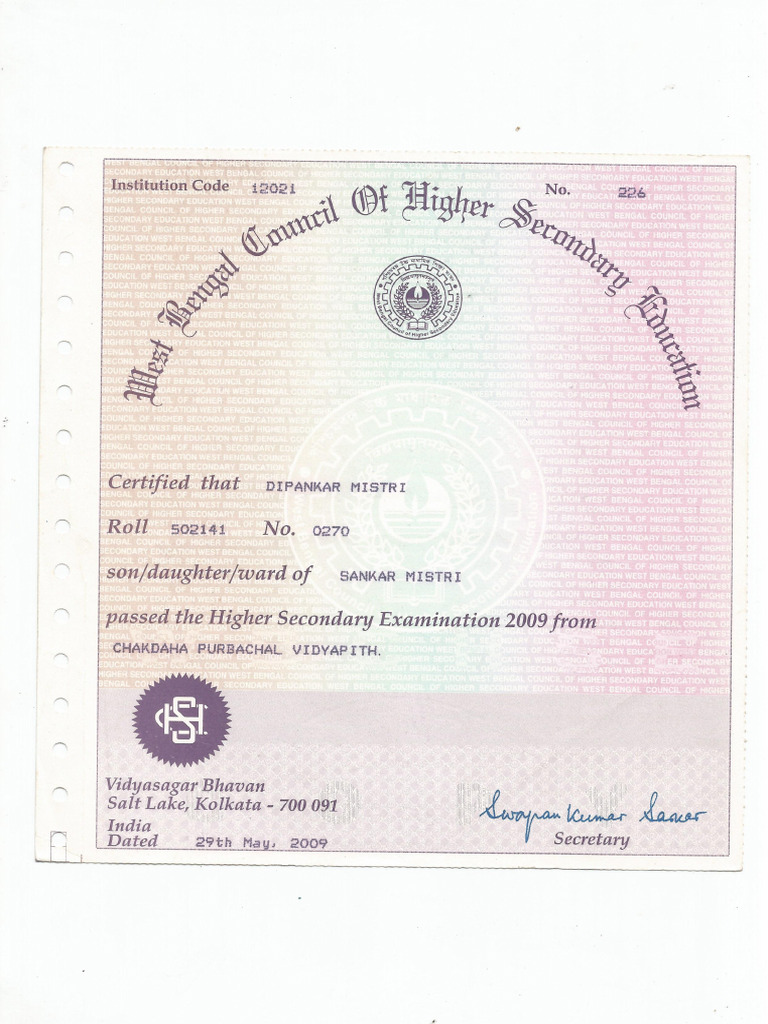 Hs Certificate | PDF