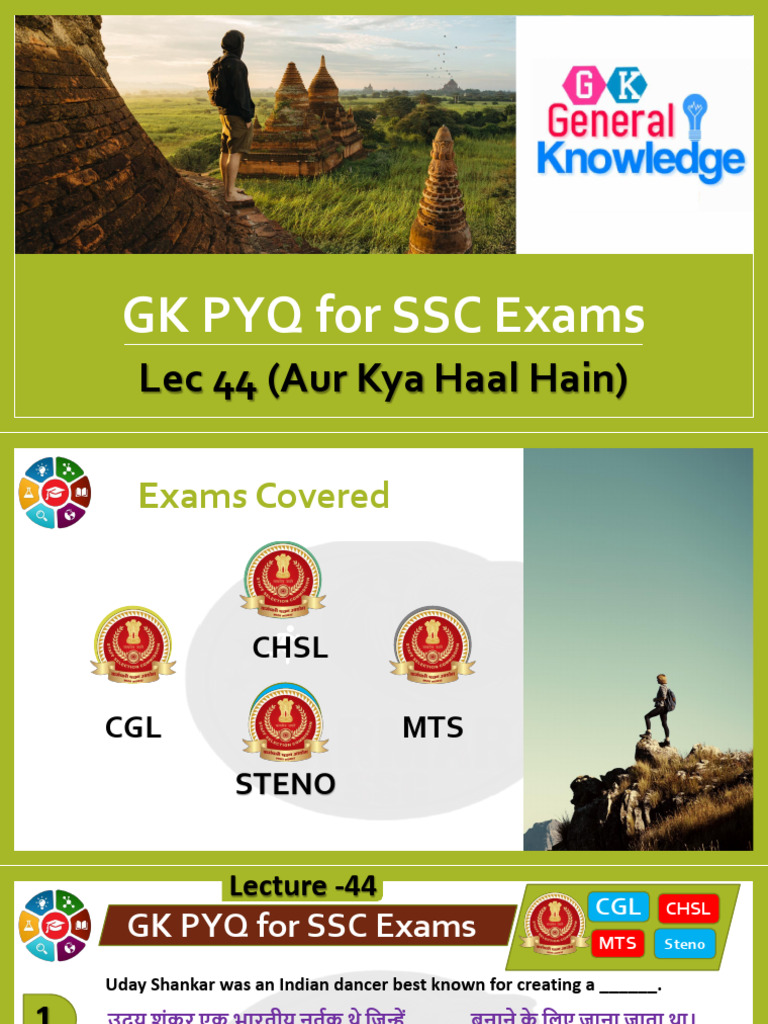 Lecture - 44 GK - Pyq For SSC | PDF