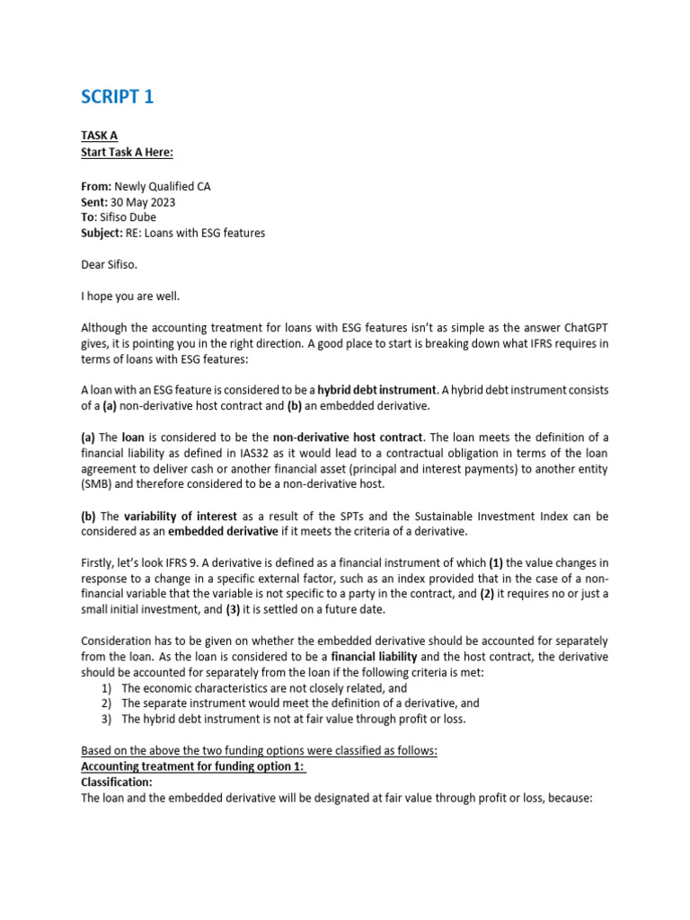 Task A - Guided Marking Scripts | PDF | Derivative (Finance) | Fair Value