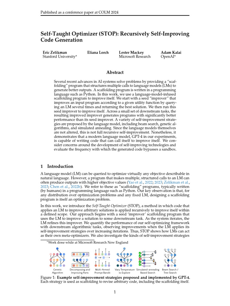 Self-Taught Optimizer (STOP) : Recursively Self-Improving Code ...