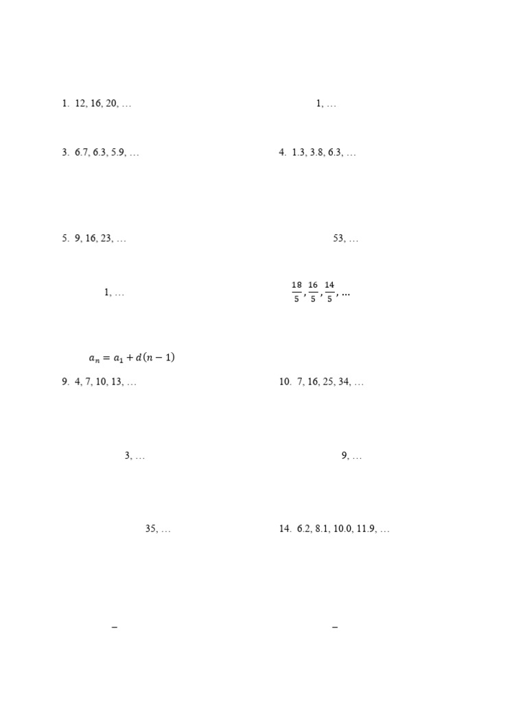 Arithmetic Sequences Worksheet | PDF