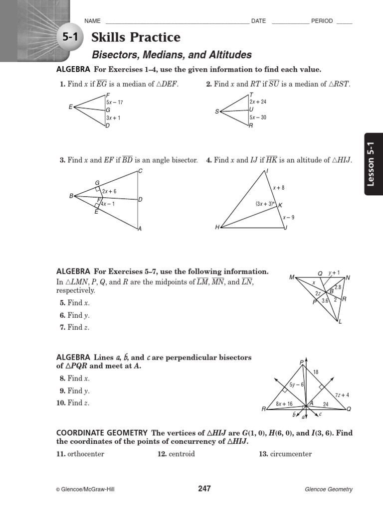 Bisectors, Medians & Altitudes | PDF | Triangle | Geometry