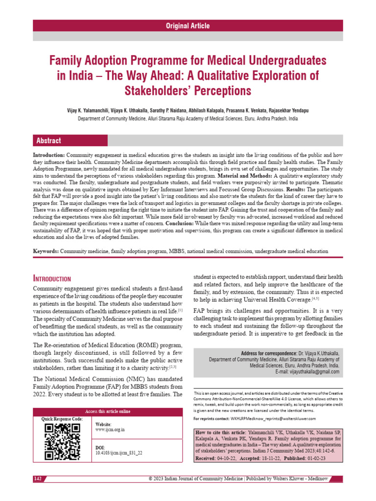 Family Adoption Programme For Medical.21 | PDF | Qualitative Research ...
