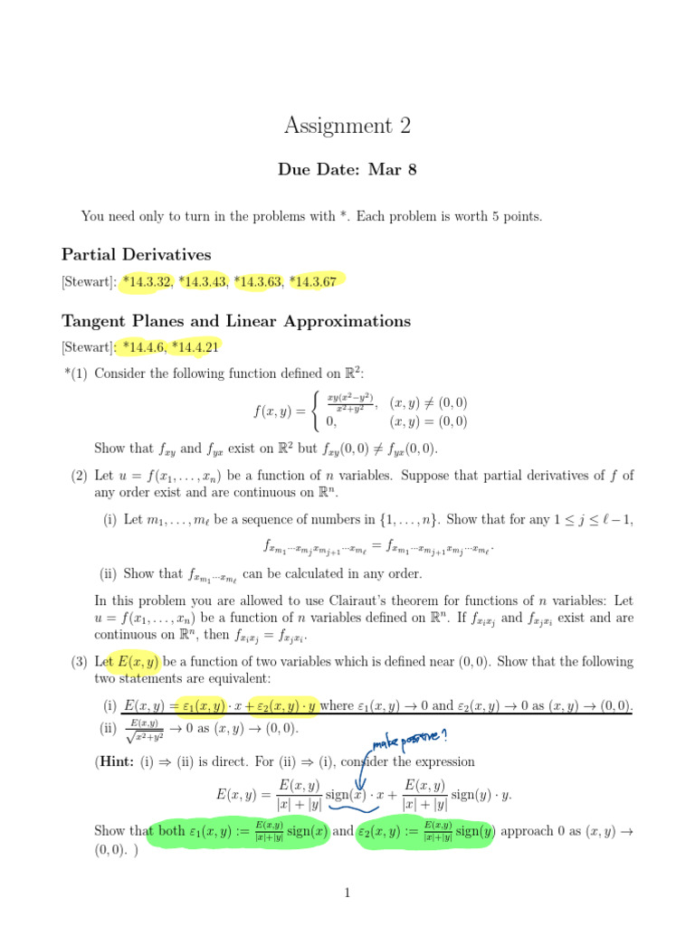 Assignment2 1 | PDF | Derivative | Function (Mathematics)
