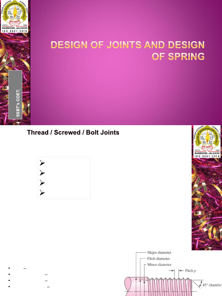 Design of Joints and Design of Spring | PDF | Screw | Welding