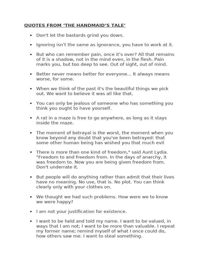 Quotes From Handmaid's Tale | PDF