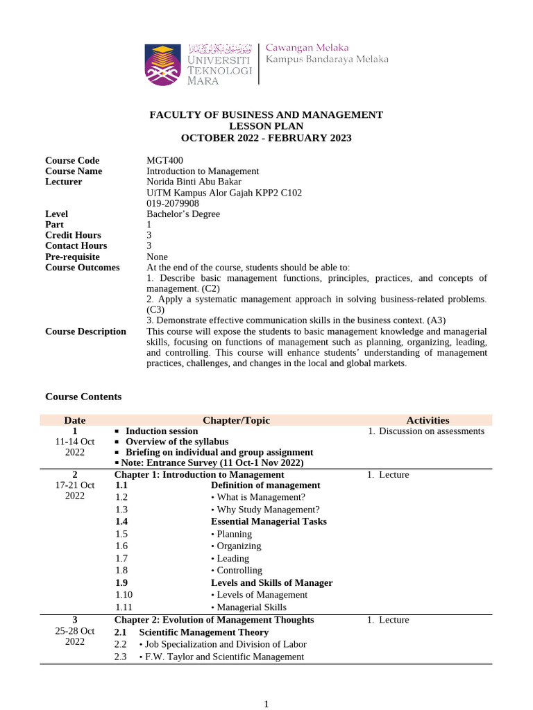 MGT400 Introduction to Management Plan | PDF | Leadership | Decision Making