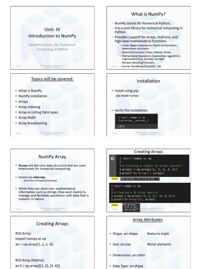 U4 NumPy&MatplotLib Presentation | PDF | Matrix (Mathematics ... U4 NumPy&MatplotLib Presentation | PDF | Matrix (Mathematics ...