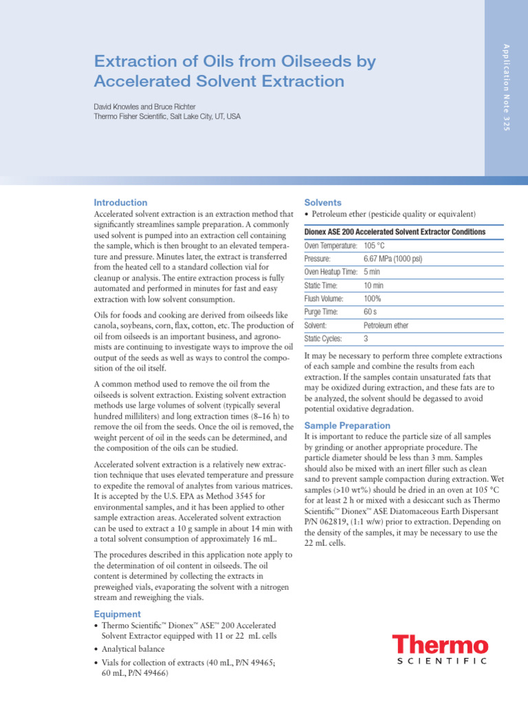 Extraction of Oils From Oilseeds by Acce | PDF | Vegetable Oil | Solvent