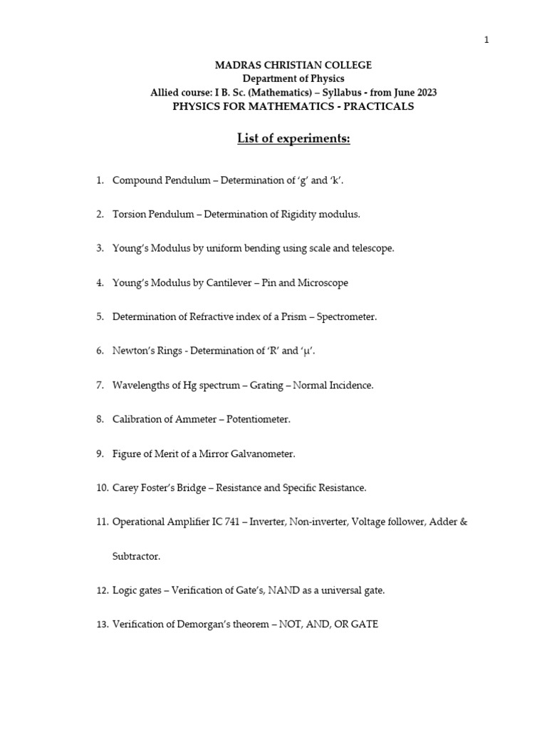 Physics BSC Lab Manual | PDF | Refractive Index | Metrology