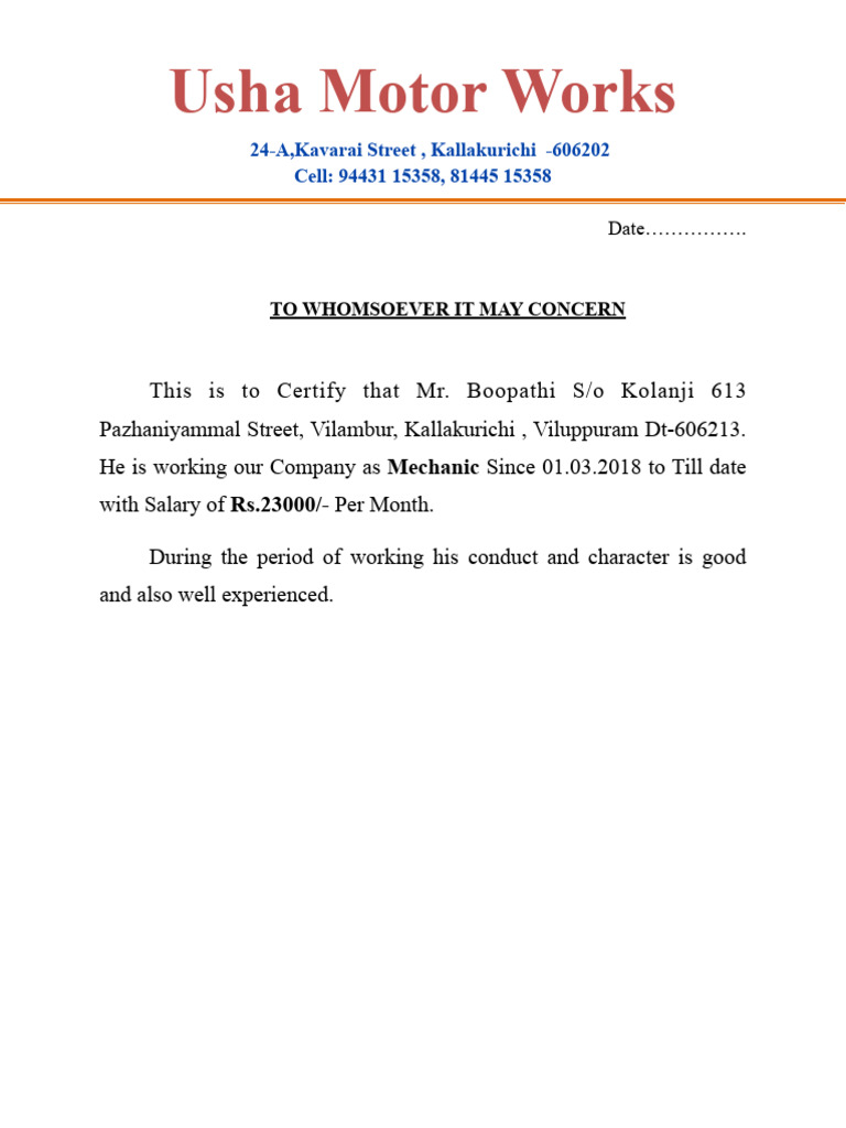 Usha Motor Works | PDF