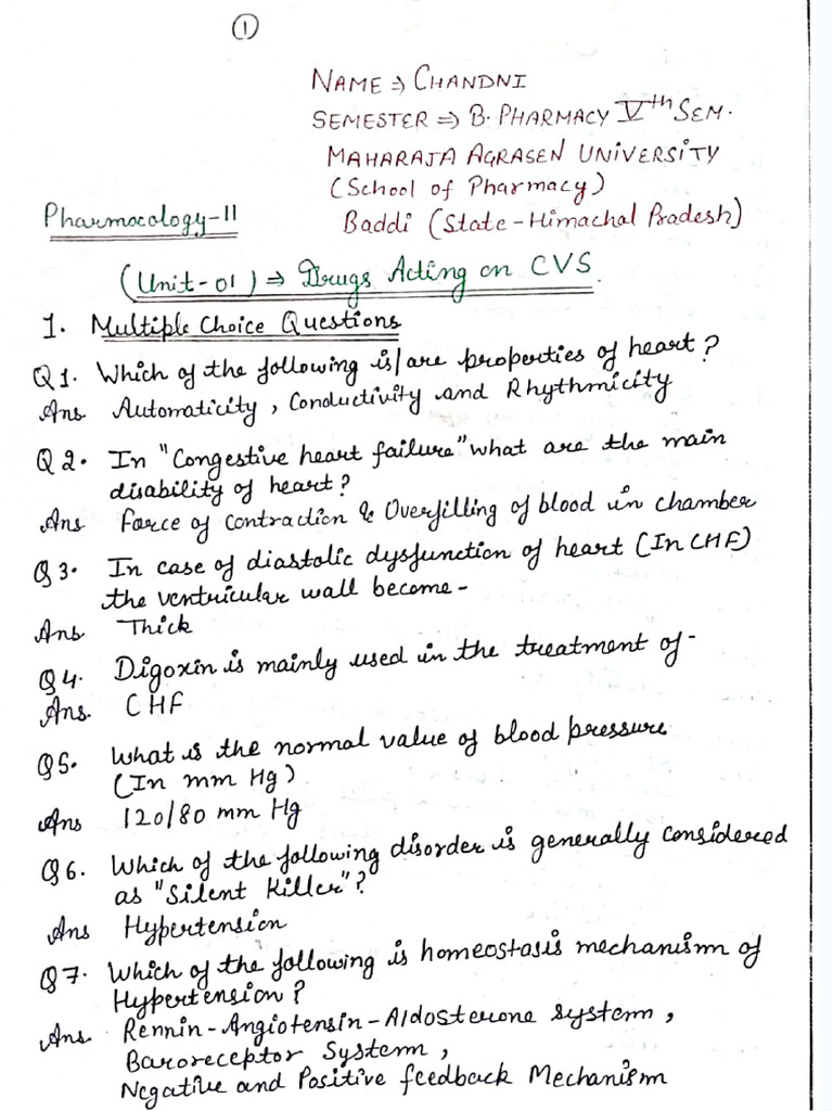 Unit 1 Cardiovascular by Handwritten | PDF
