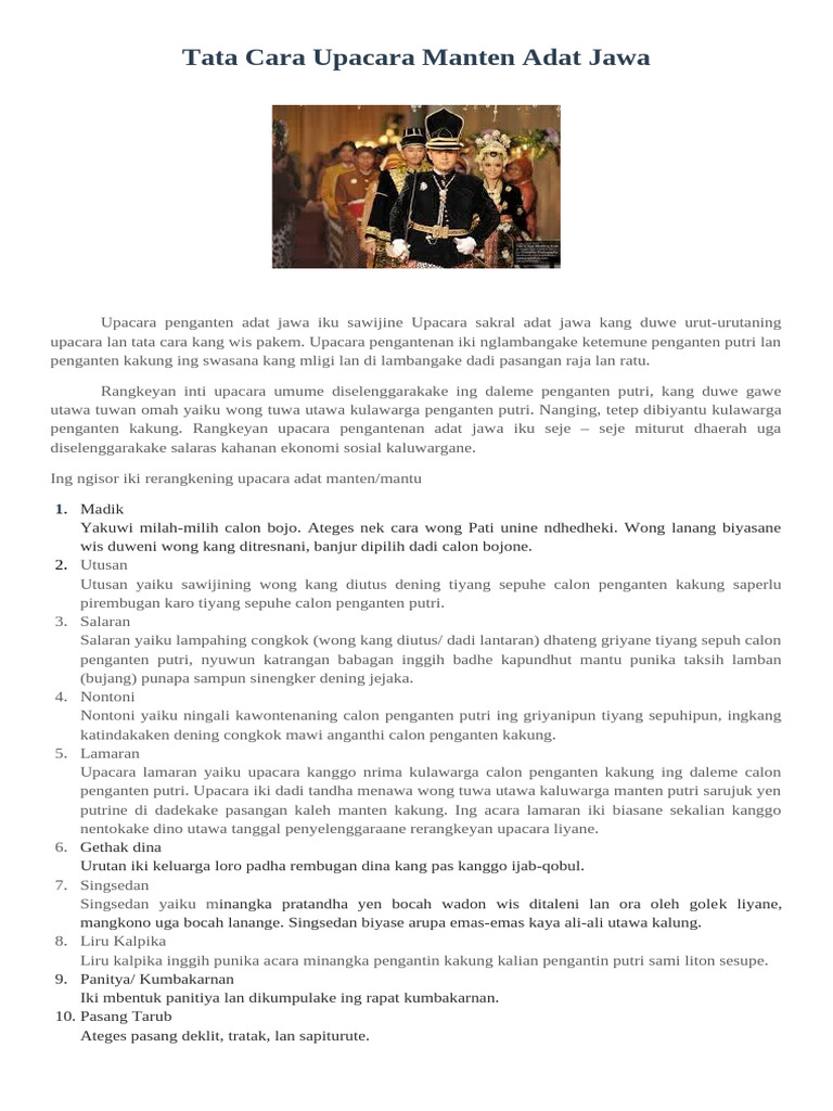 Upacara Adat Mantu | PDF