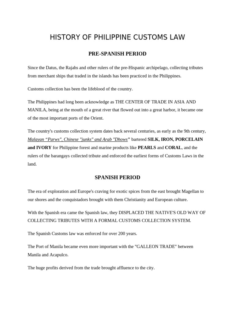 History of PH Customs Law | PDF