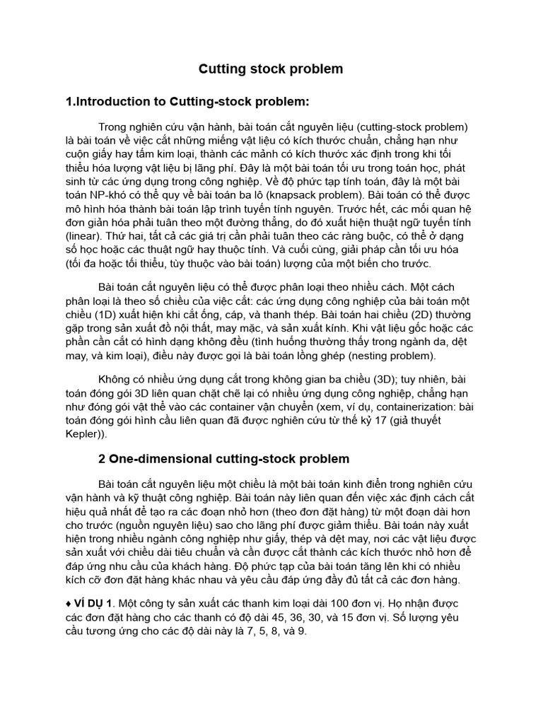 Cutting Stock Problem | PDF
