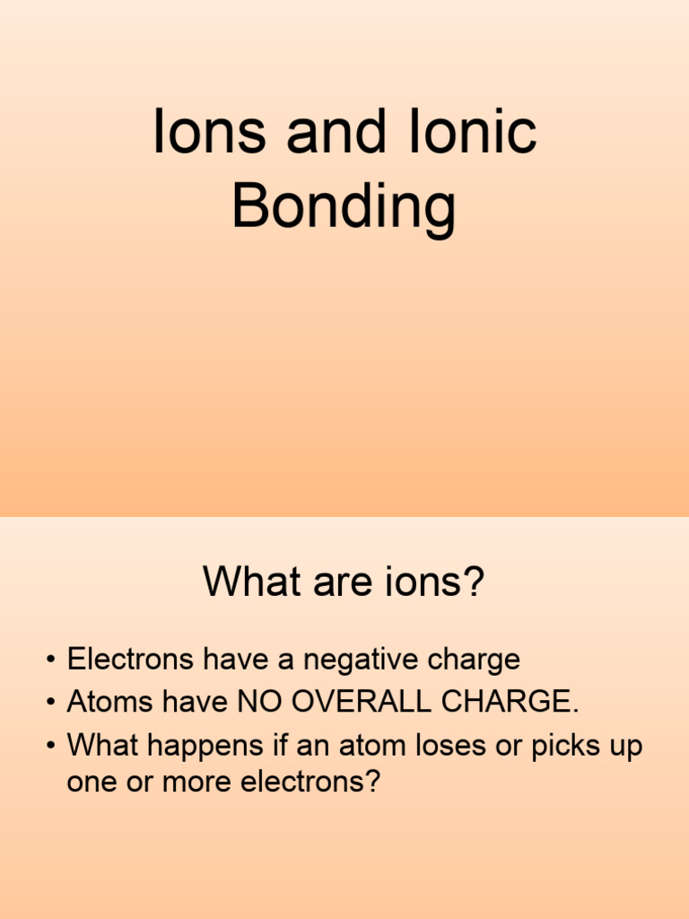 Revision Ions & Ionic Bonding | PDF