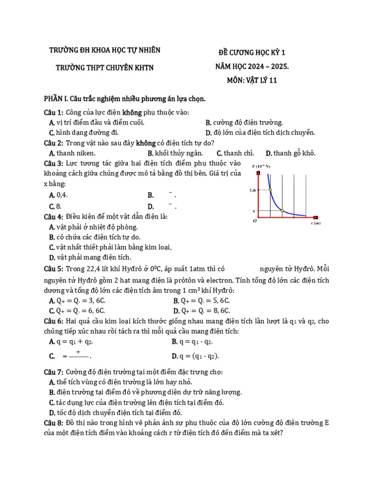 2024 2025 ĐỀ CƯƠNG HK1 LỚP 11 | PDF