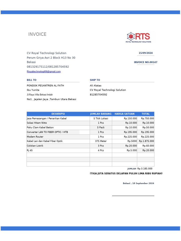 Wide Margin Excel Invoice Template | PDF