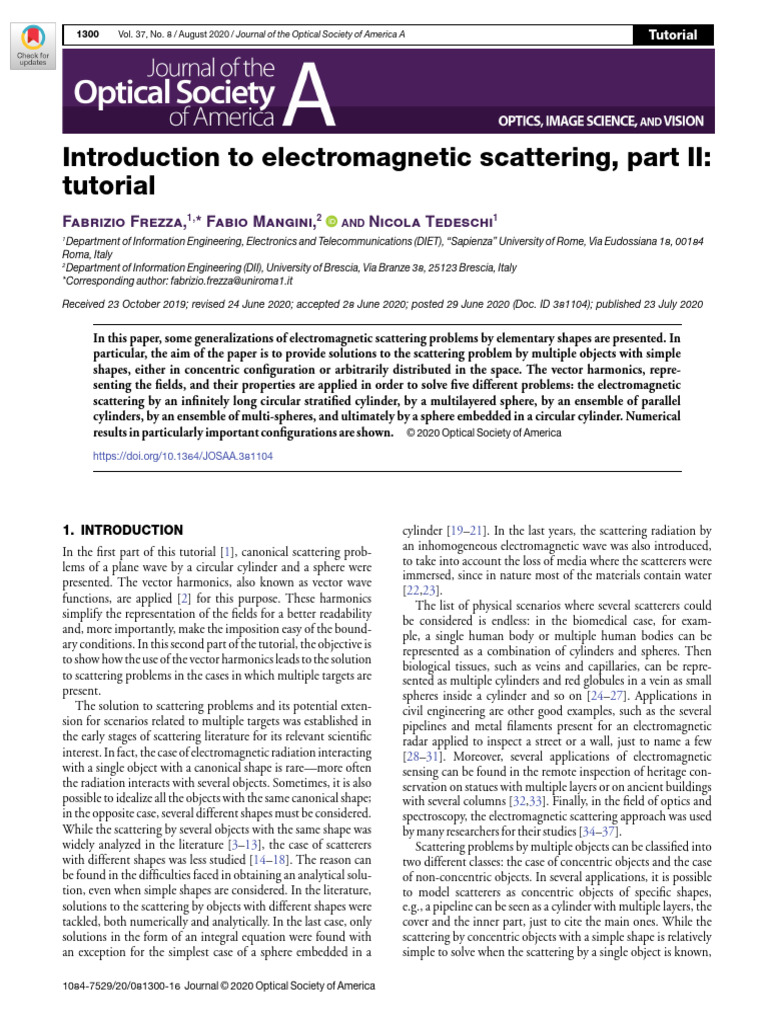 Introduction To Electromagnetic Scattering Part II | PDF | Scattering ...