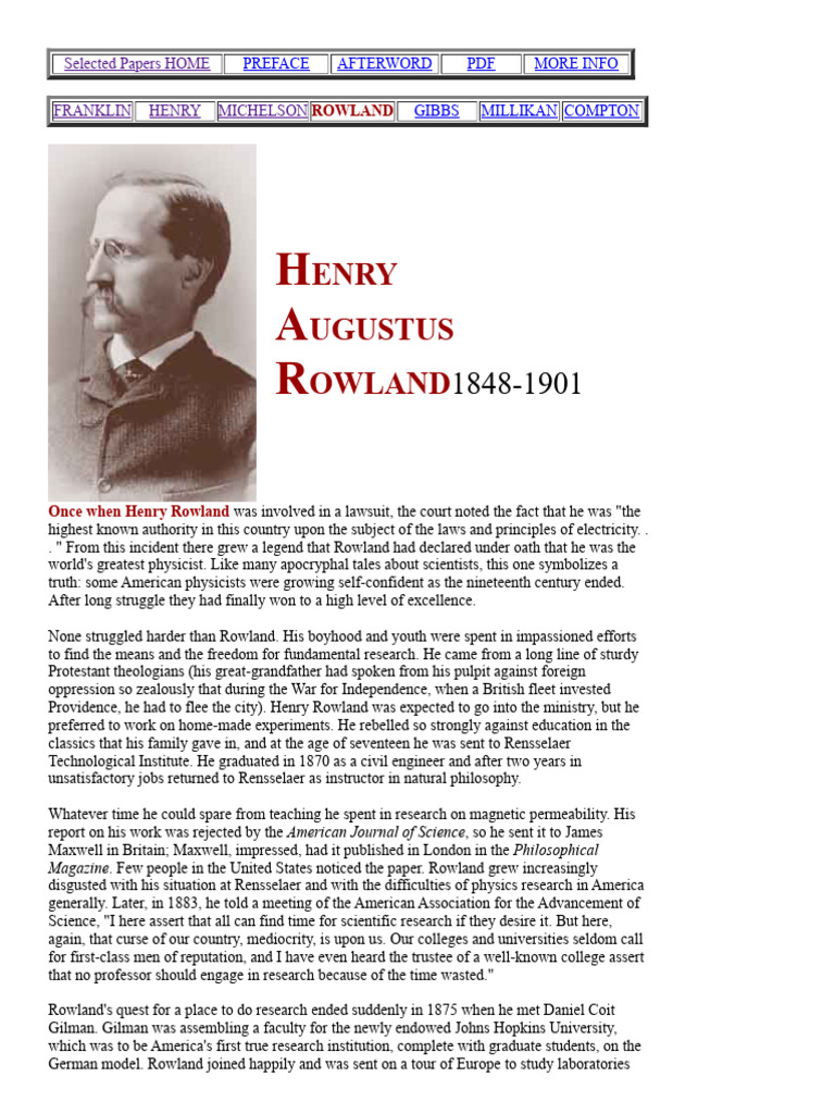Henry Rowland: Pioneer of Spectroscopy | PDF | Spectroscopy | Physics