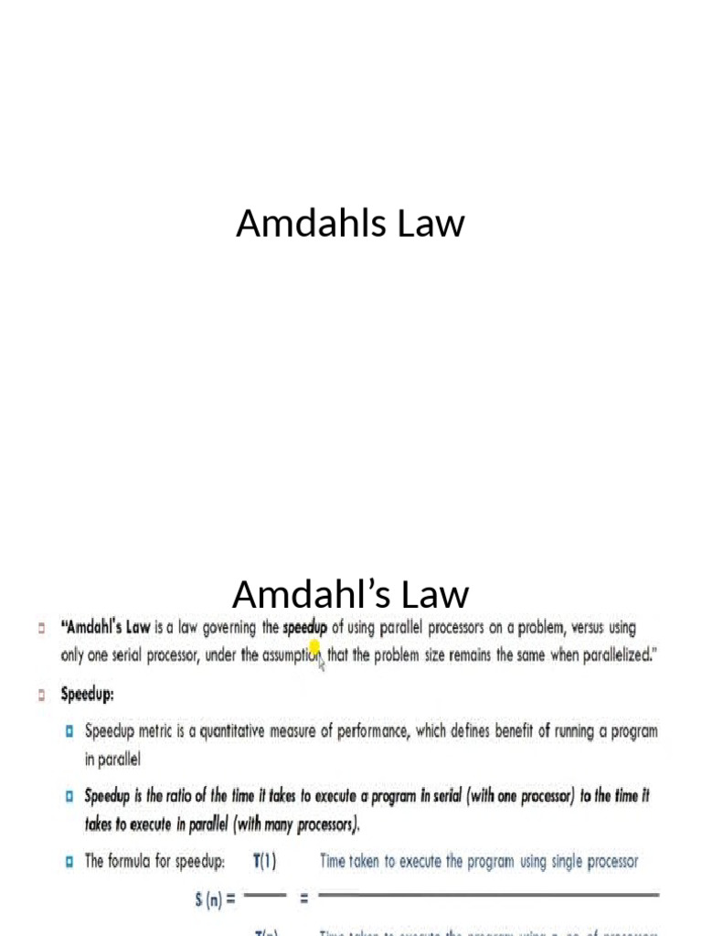 Amdahl's Law for Parallel Computing | PDF