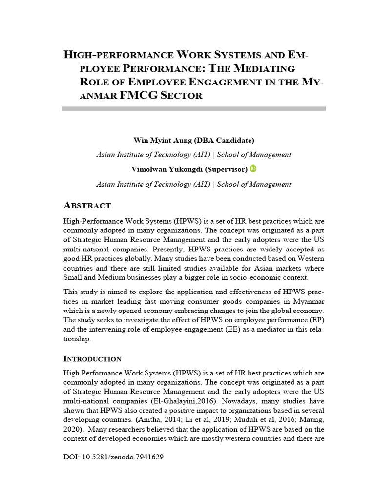 7 - High-Performance Work Systems and Employee Performance | PDF | Human Resources | Job ...