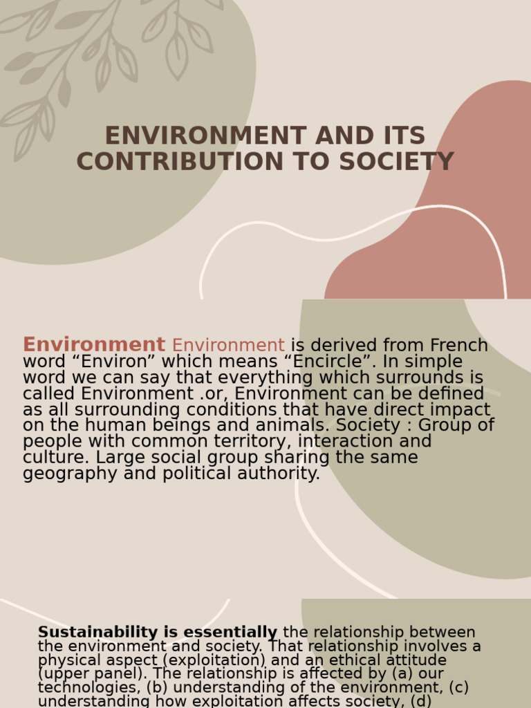 Environment's Role in Society and Sustainability | PDF | Natural ...
