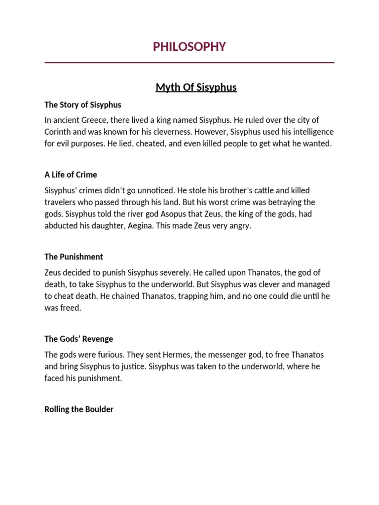 Myth of Siyphus - Philosophy | PDF