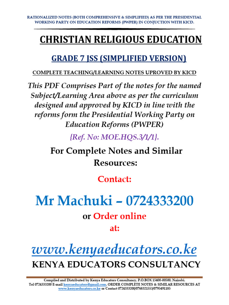 Grade 7 CRE Comprehensive Notes | PDF | God